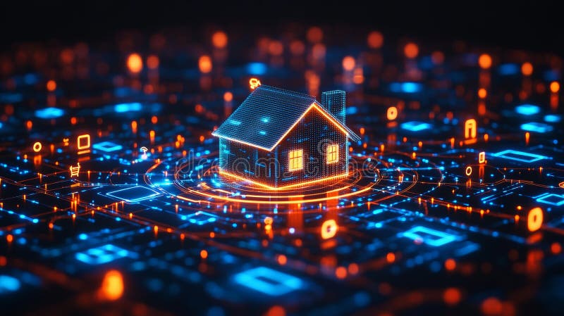 Digital House on Circuit Board, Technology Concept Stock Image - Image ...