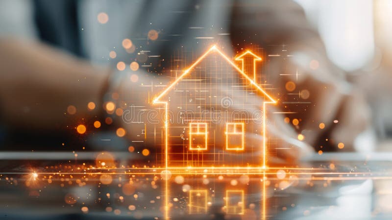 Digital House Design: Interactive 3D Blueprint with Futuristic Tech ...