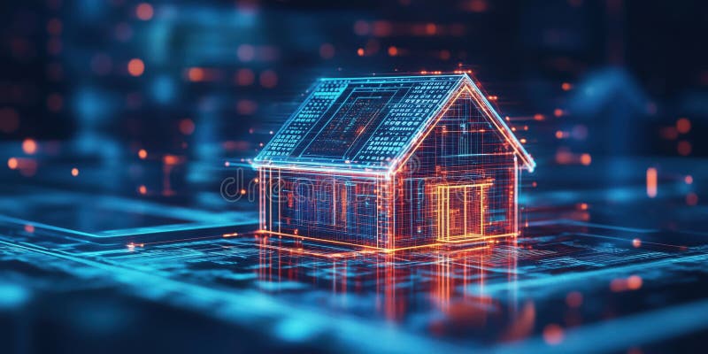 Digital House Model Representing Smart Home Technology and Innovation in Real Estate Stock Image ...