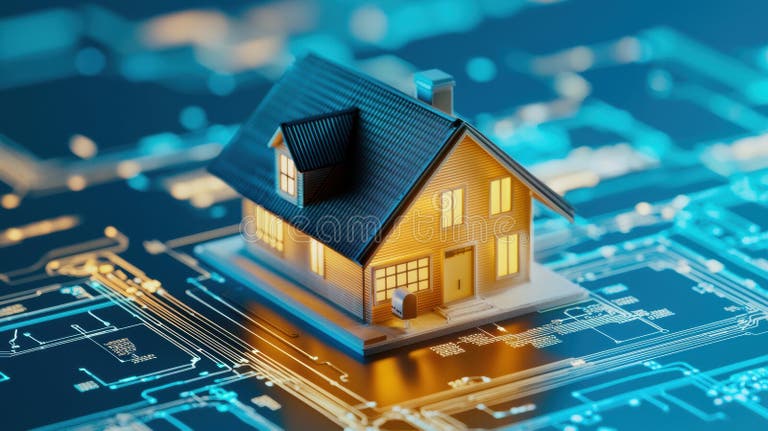 Digital House Model Based on Blueprints Stock Illustration ...