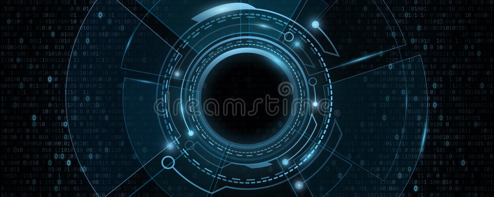 Binary Code. Abstract Banner. Falling Blue Glowing Numbers. Global Network. High Technologies ...