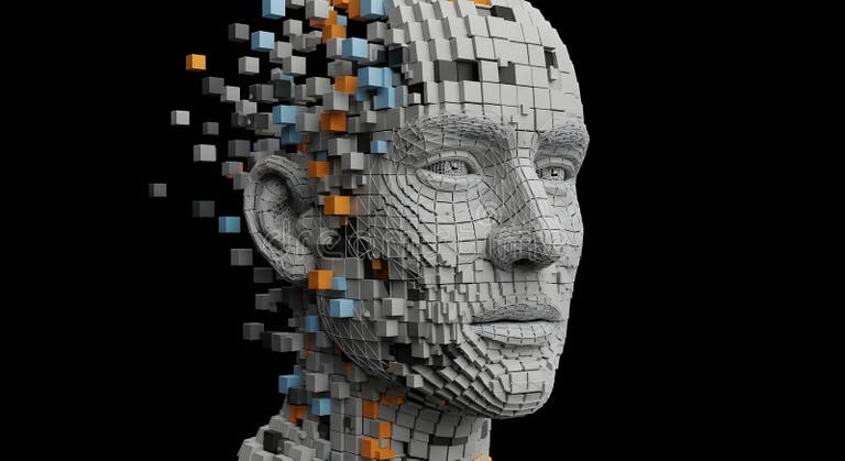 Digital Human, AI Face, Pixelated Man, 3D Model, Technology Concept ...