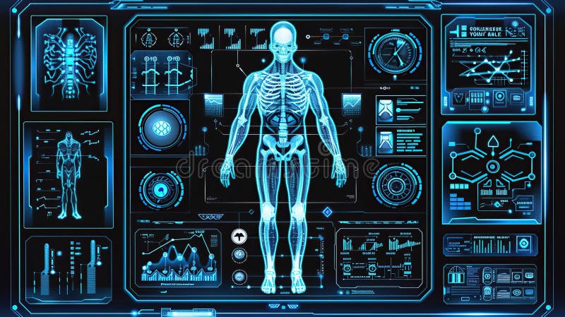 Digital Human Anatomy Interface Stock Illustration - Illustration of ...
