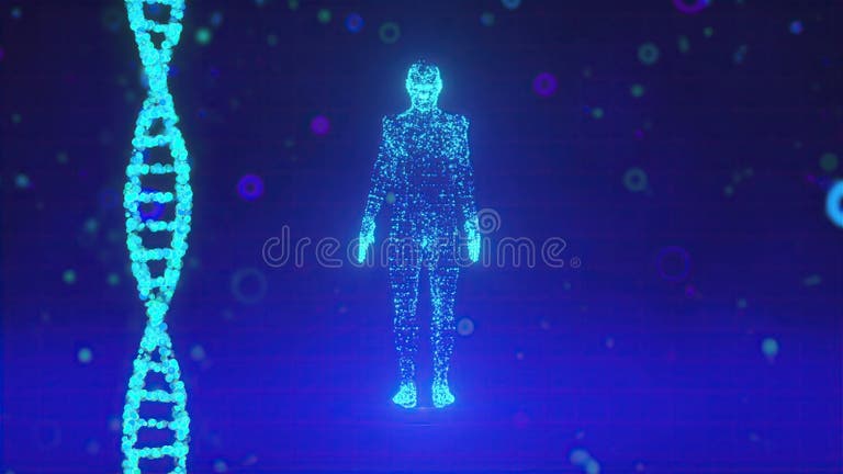 Digital Human Body with DNA Stock Illustration - Illustration of ...