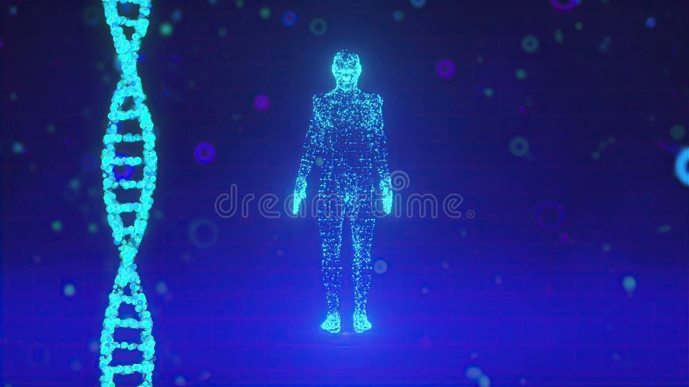 Digital Human Body with DNA Stock Illustration - Illustration of ...