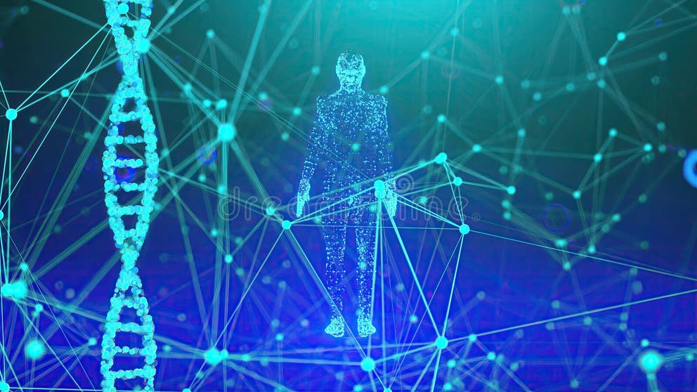 Digital Human Body with DNA Stock Illustration - Illustration of body ...