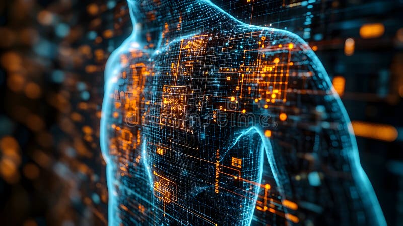 Digital Human Body Circuit Pattern Stock Illustration - Illustration of ...