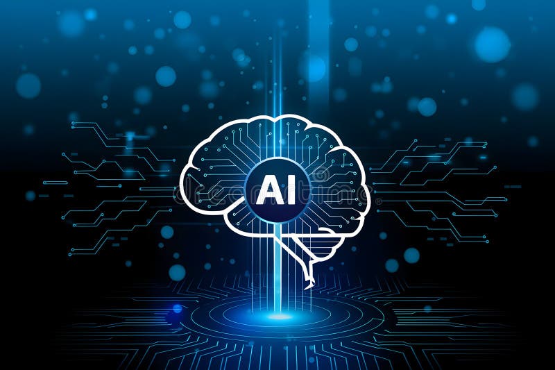 Digital Human Brain with AI in Center, Surrounded by Futuristic ...
