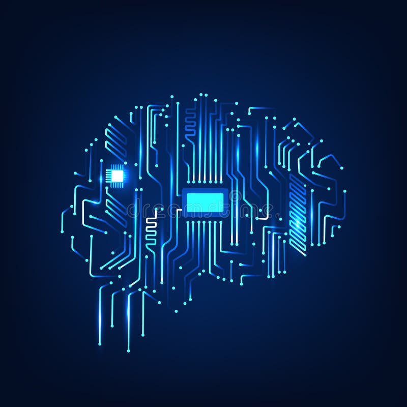 Digital Human Brain with Computer Circuit Board. Electronic Human Brain ...