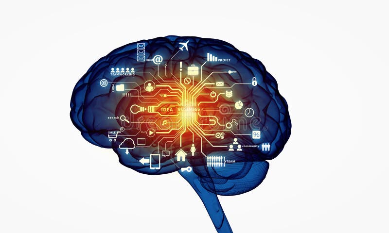 Digital human brain stock illustration. Illustration of psychology ...