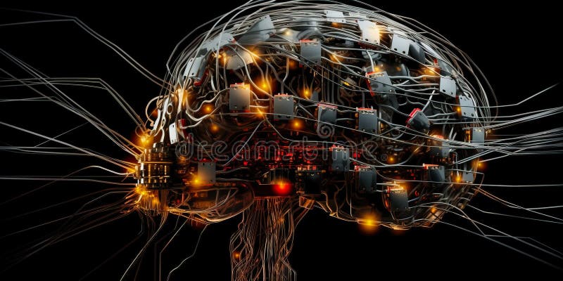 Digital Human Brain with Digital Connection Stock Illustration ...