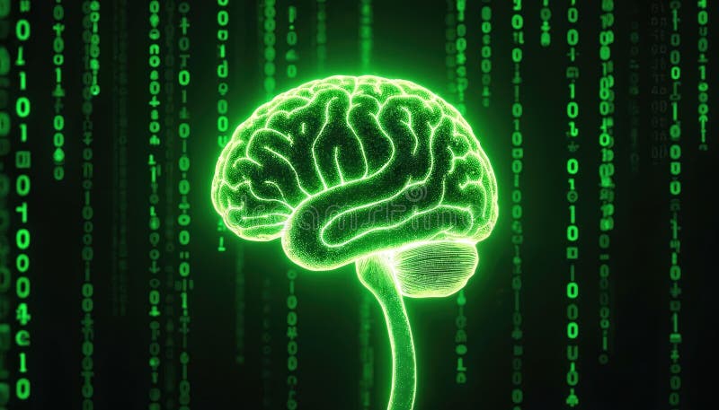 Digital Binary Code, Brain, VECTOR Illustration, Artificial ...