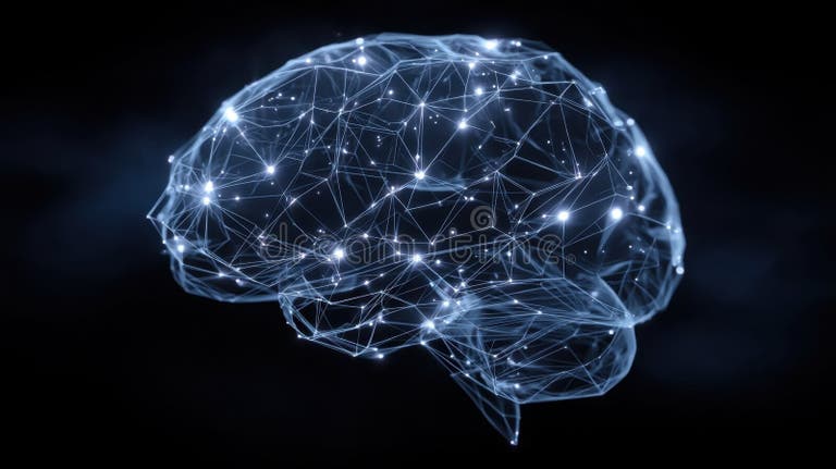 Digital Human Brain with Glowing Neural Connections, Futuristic ...