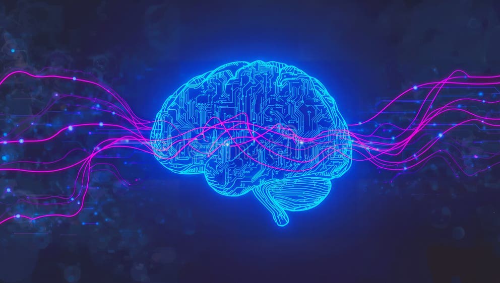Digital Human Brain with Glowing Neural Pathway Stock Illustration - Illustration of digital ...