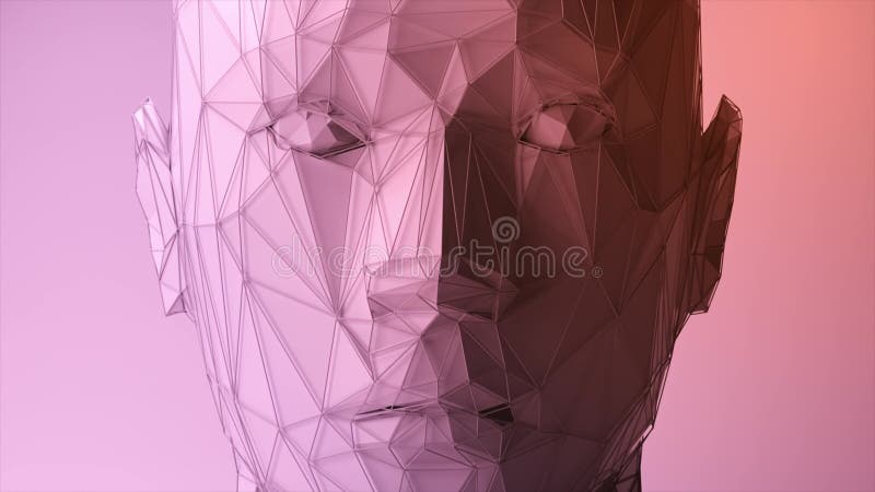 Human Face Mesh, Futuristic Cyber Metal Head, Digital Technology, Smart ...