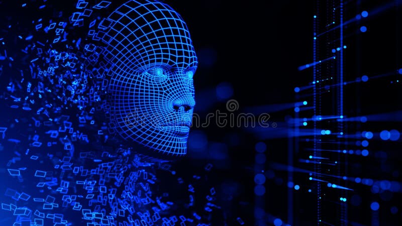 Digital Human Face. Artificial Intelligence AI Stock Illustration ...