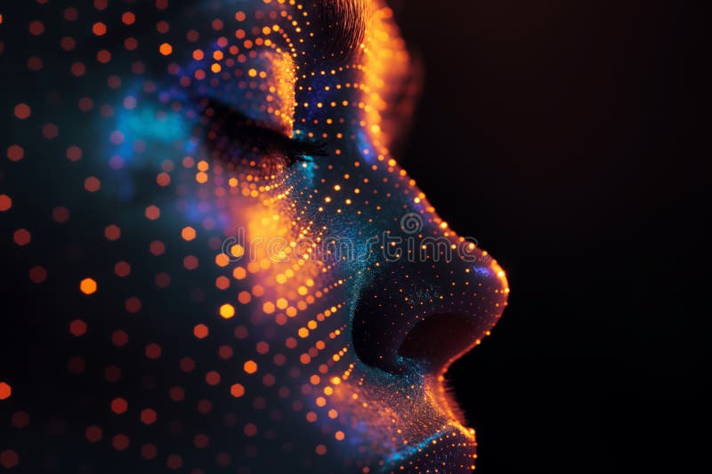 Digital Human Face Concept stock photo. Image of profile - 313228370