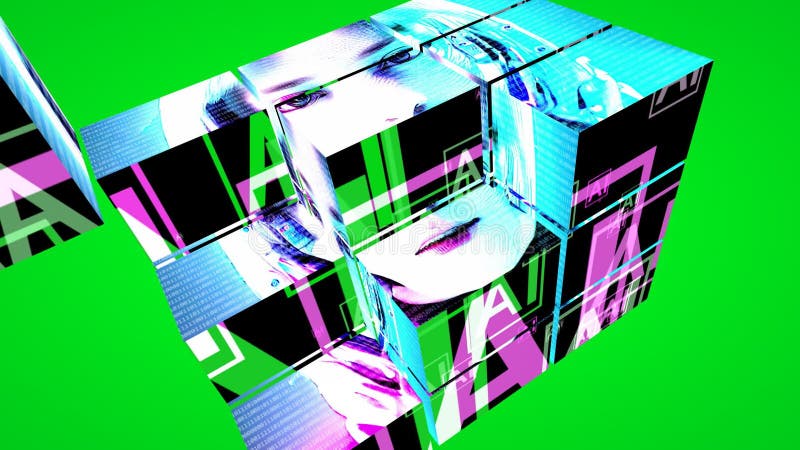 Digital Human Face on Cube Artificial Intelligence Concept Stock ...