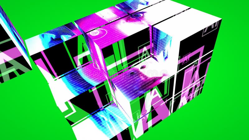 Digital Human Face on Cube Artificial Intelligence Concept Stock ...