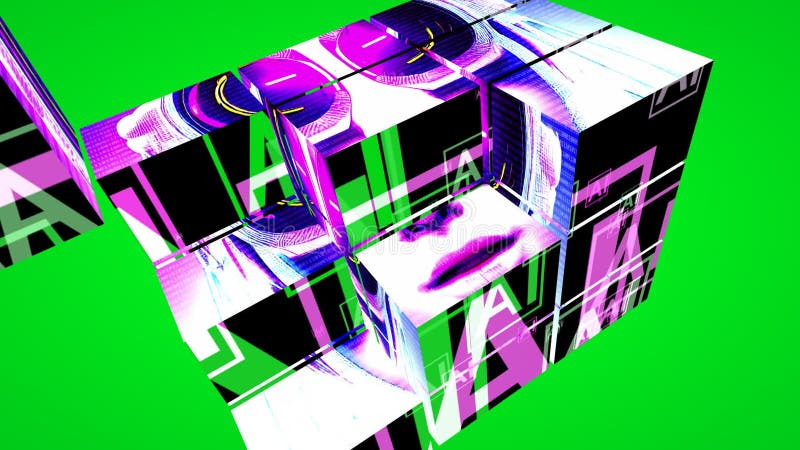 Digital Human Face on Cube Artificial Intelligence Concept Stock ...