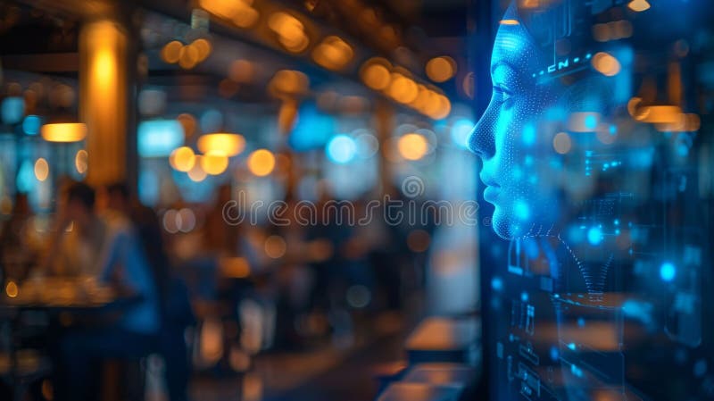 Digital Human Face Projection in a Busy Urban Setting. Generative Ai ...