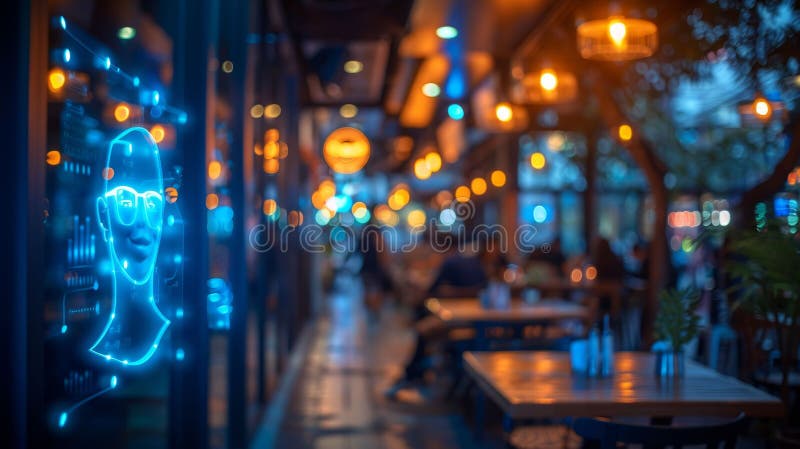 Digital Human Face Projection in a Busy Urban Setting. Generative Ai ...