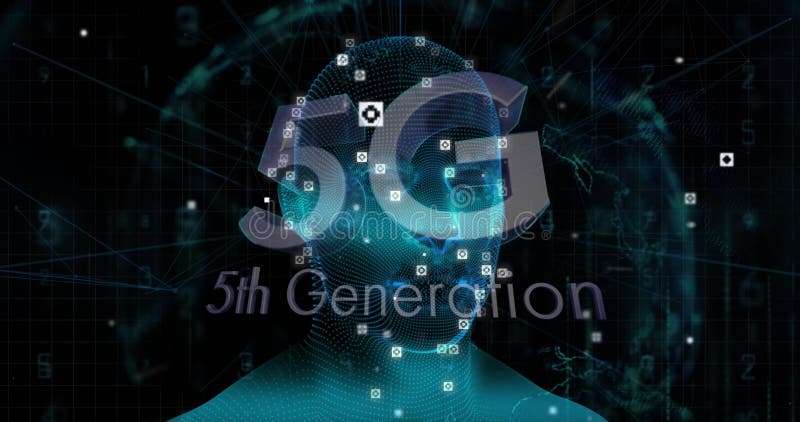 A Digital Human Face Represents 5G Technology, with Copy Space Stock ...