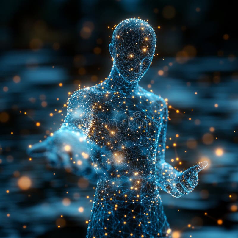 Digital Human Figure Composed of Glowing Network Connections Stock ...