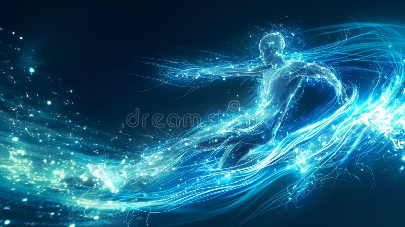 Digital Human Figure in Dynamic Motion Stock Image - Image of ...