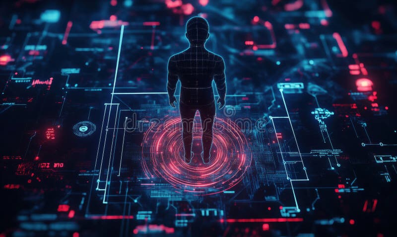 Digital Human Figure Surrounded by Futuristic Technology and Data ...