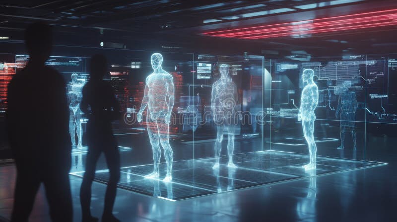 Digital Human Figures in a Futuristic Interface Highlighting ...
