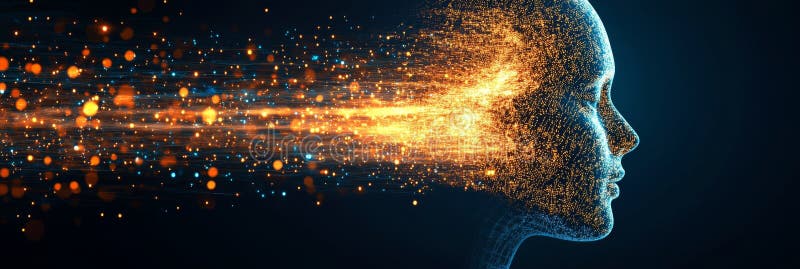 Digital Human with Glowing Particles Stock Illustration - Illustration ...