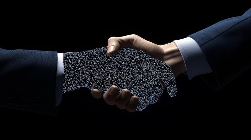 Digital and Human Handshake Symbolizing AI Collaboration Stock Image ...