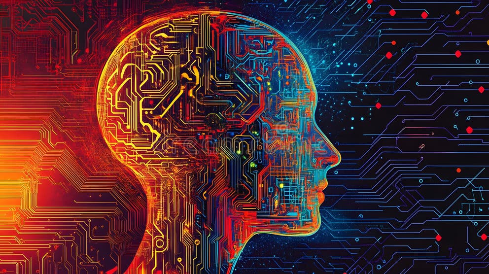 Digital Human Head Abstract Artificial Intelligence Circuitry Concept ...