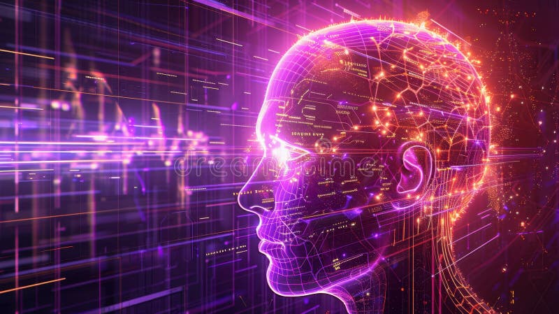 The Digital Human Head.AI Generated Image Stock Photo - Image of light ...