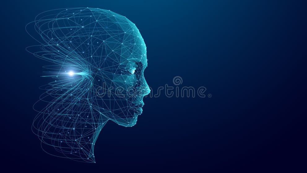 Digital Human Head with Flowing Big Data Lines AI Innovation Concept ...