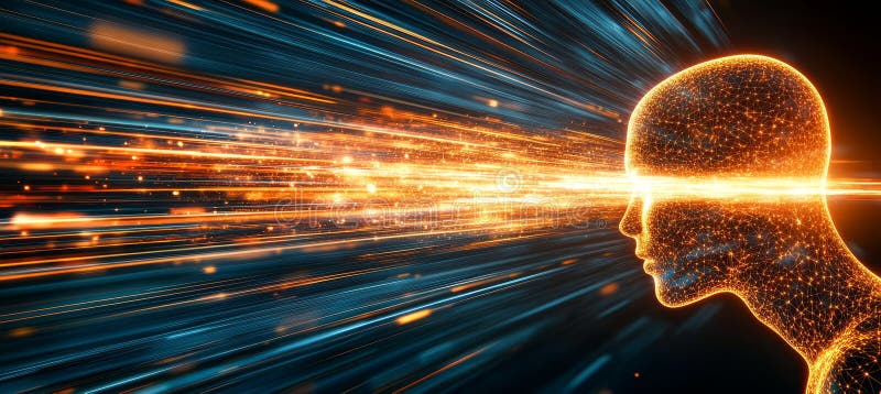 Digital Human Head with Glowing Network, Futuristic Concept for Science ...