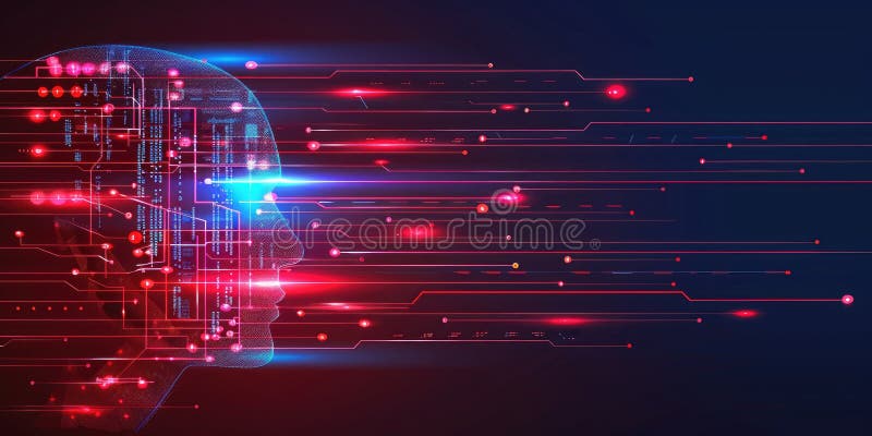 Digital Human Head Immersed in a Virtual Reality Cyberspace, with Lines ...