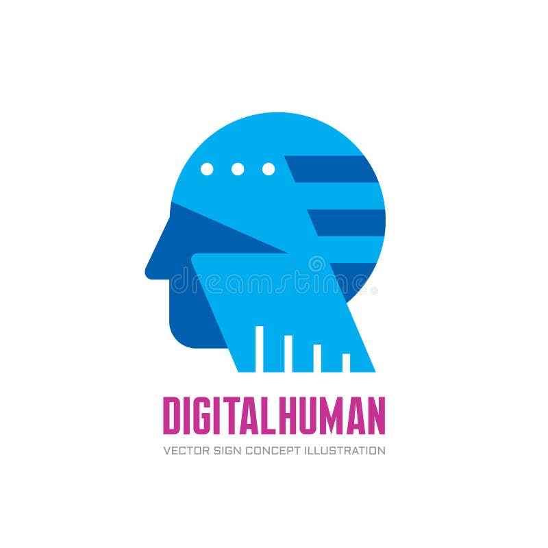 Digital Human Head Vector Logo Concept Illustration. Creative Idea Sign ...
