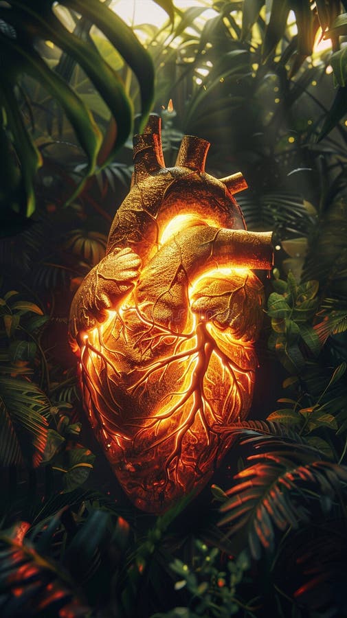 Digital Human Heart Isolated on a Solid Color Background Stock ...