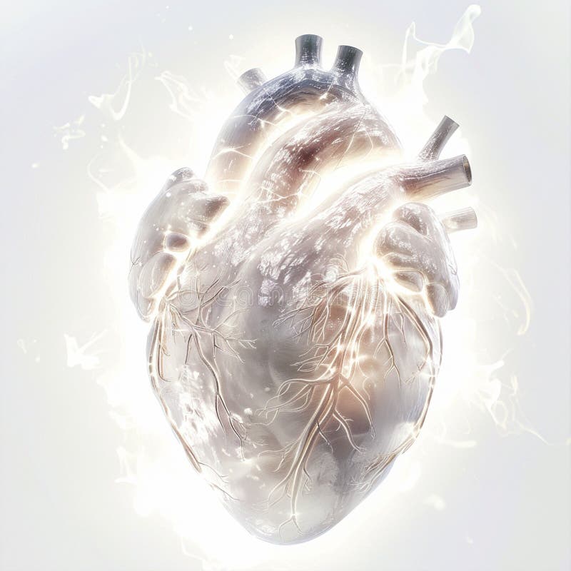 Digital Human Heart Isolated on a Solid Color Background Stock ...