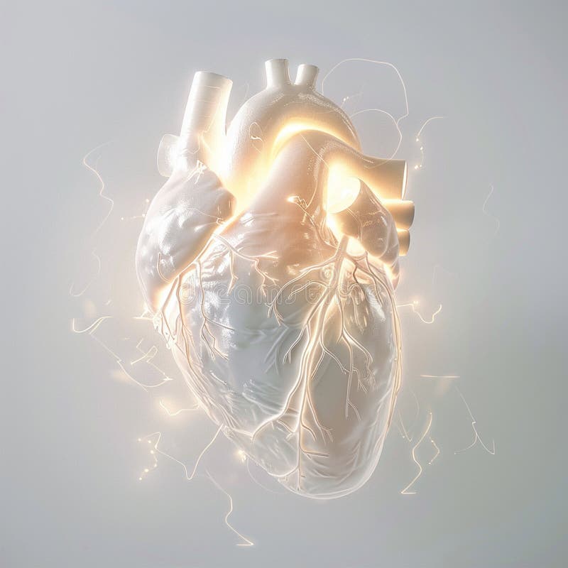 Digital Human Heart Isolated on a Solid Color Background Stock ...