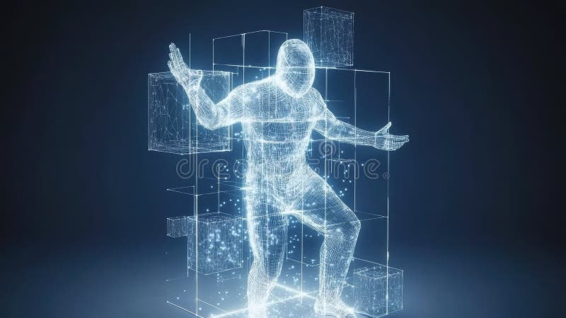 Wireframe Human Figure Interacts Stock Illustrations – 6 Wireframe ...