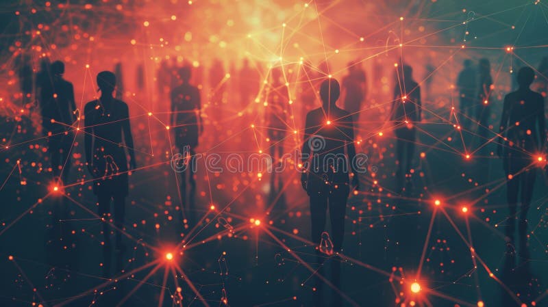 Digital Human Outlines within an Abstract Network of Red Connectivity ...