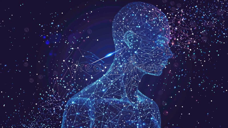 Digital Human Profile with Interconnected Network Illustration Stock ...