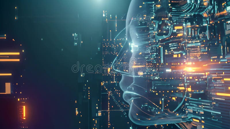 Digital Human Profile Made of Data & Code, Representing AIs Rise in ...