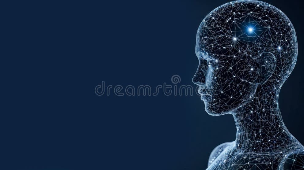 Digital Human Profile with Network Mesh, Artificial Intelligence ...