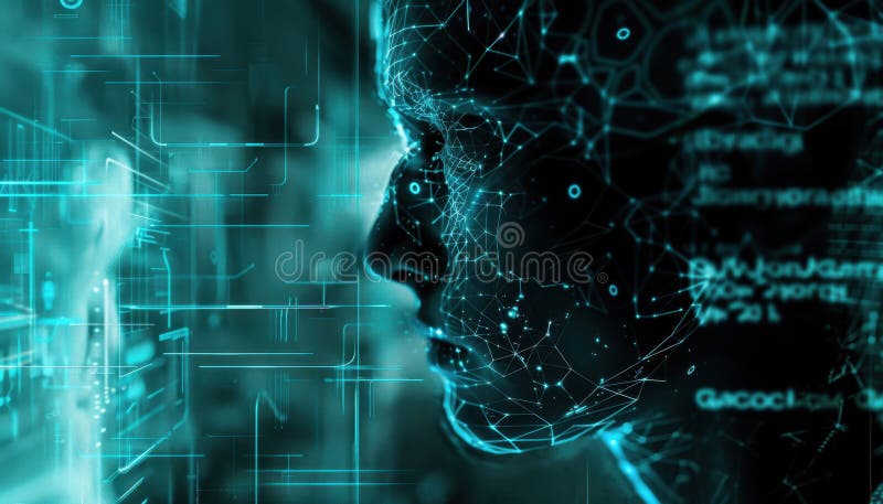 A Digital Human Silhouette Displaying Data Patterns in a Futuristic ...