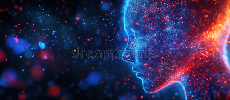 Digital Human Silhouette with Glowing Neural Connections and Vibrant ...