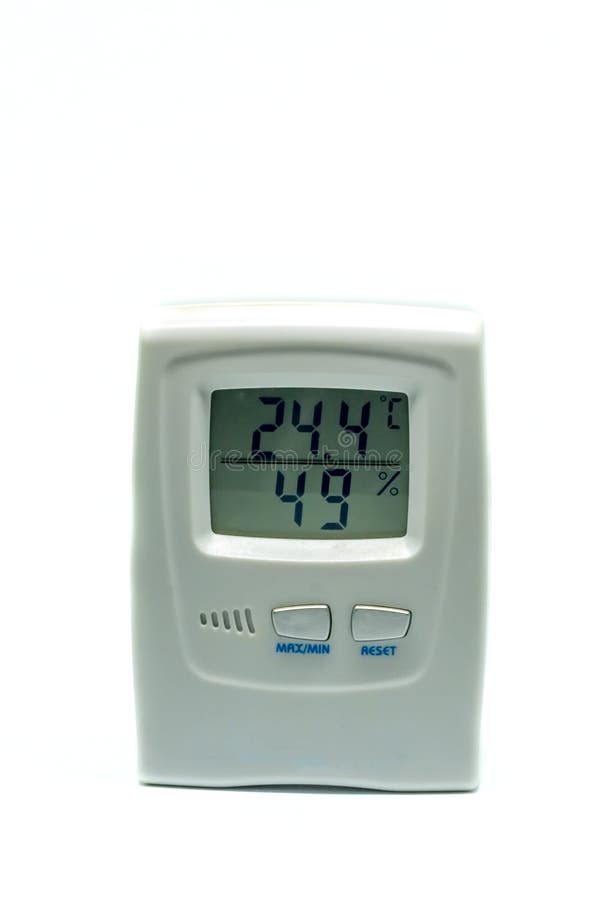Digital Hygrometer and Thermometer Device Isolated Stock Photo - Image ...